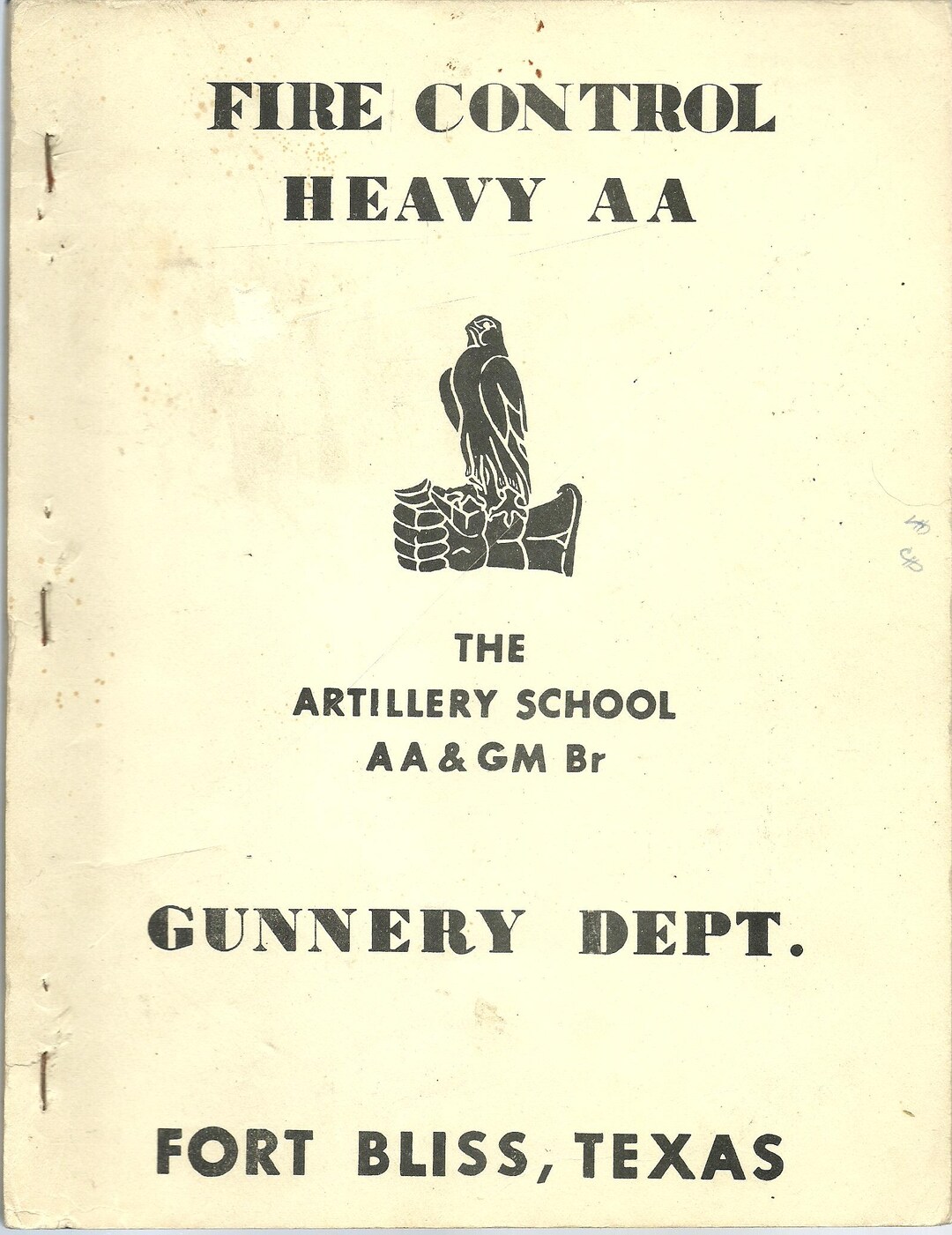 Vintage 1950 Manual Fire Control Heavy AA -- Gunnery Dept Fort Bliss ...