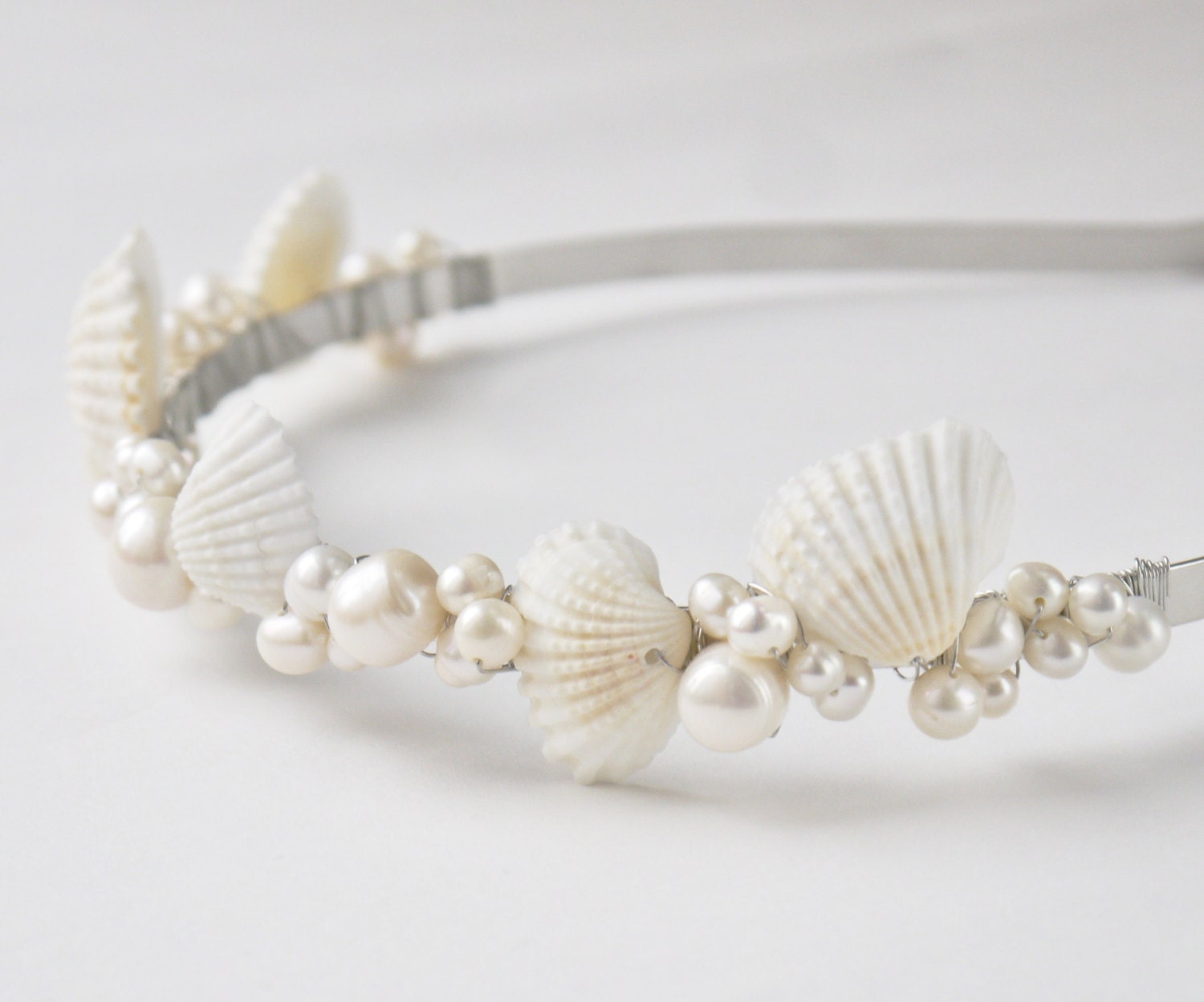 Pearl and Shell Tiara White Sea Shell Ivory Freshwater Pearl - Etsy UK