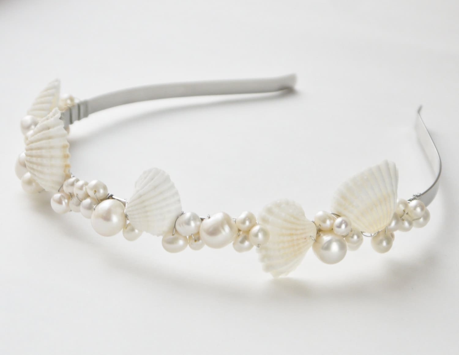 Pearl and Shell Tiara White Sea Shell Ivory Freshwater Pearl - Etsy UK