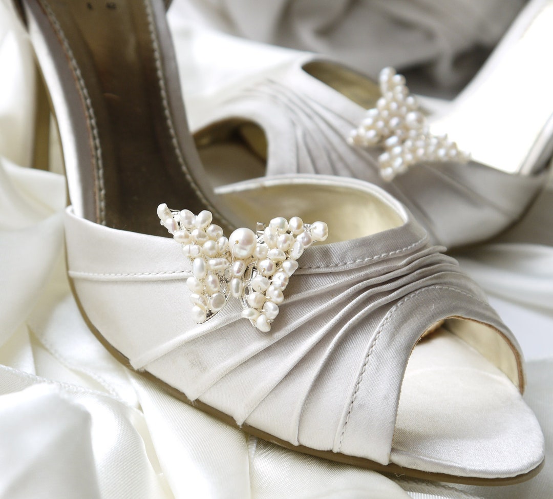 Pearl Butterfly Shoe Clips Ivory Freshwater Pearl Silver Filigree - Etsy