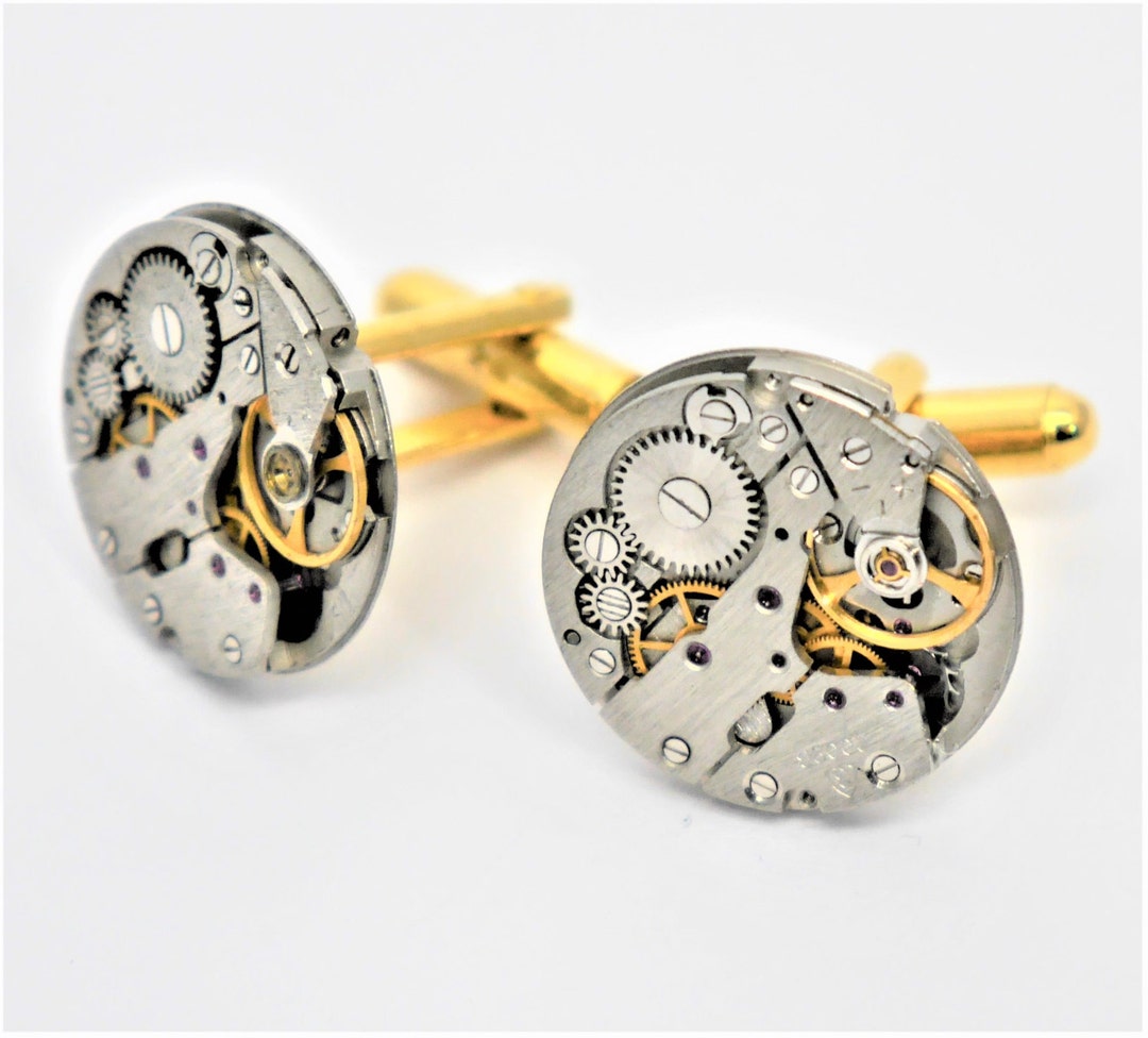 Round Watch Cufflinks - Steampunk Style Vintage Watch Mechanisms on ...