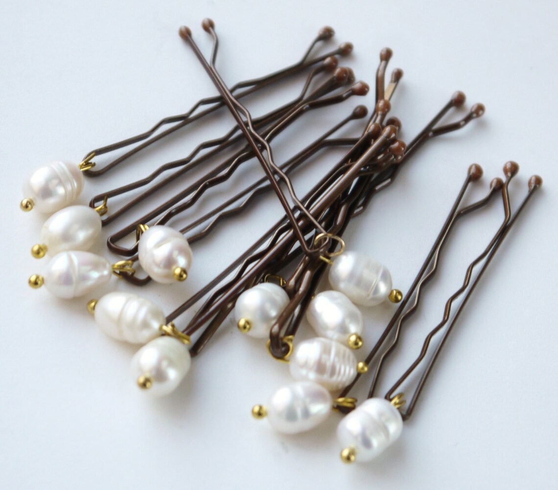 12 Rice Pearl Pins Gold Pins With Large Ivory Freshwater Rice | Etsy