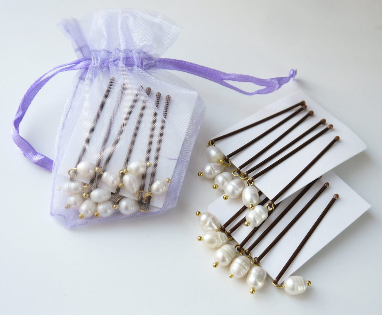 12 rice pearl pins gold pins with large ivory freshwater rice | Etsy