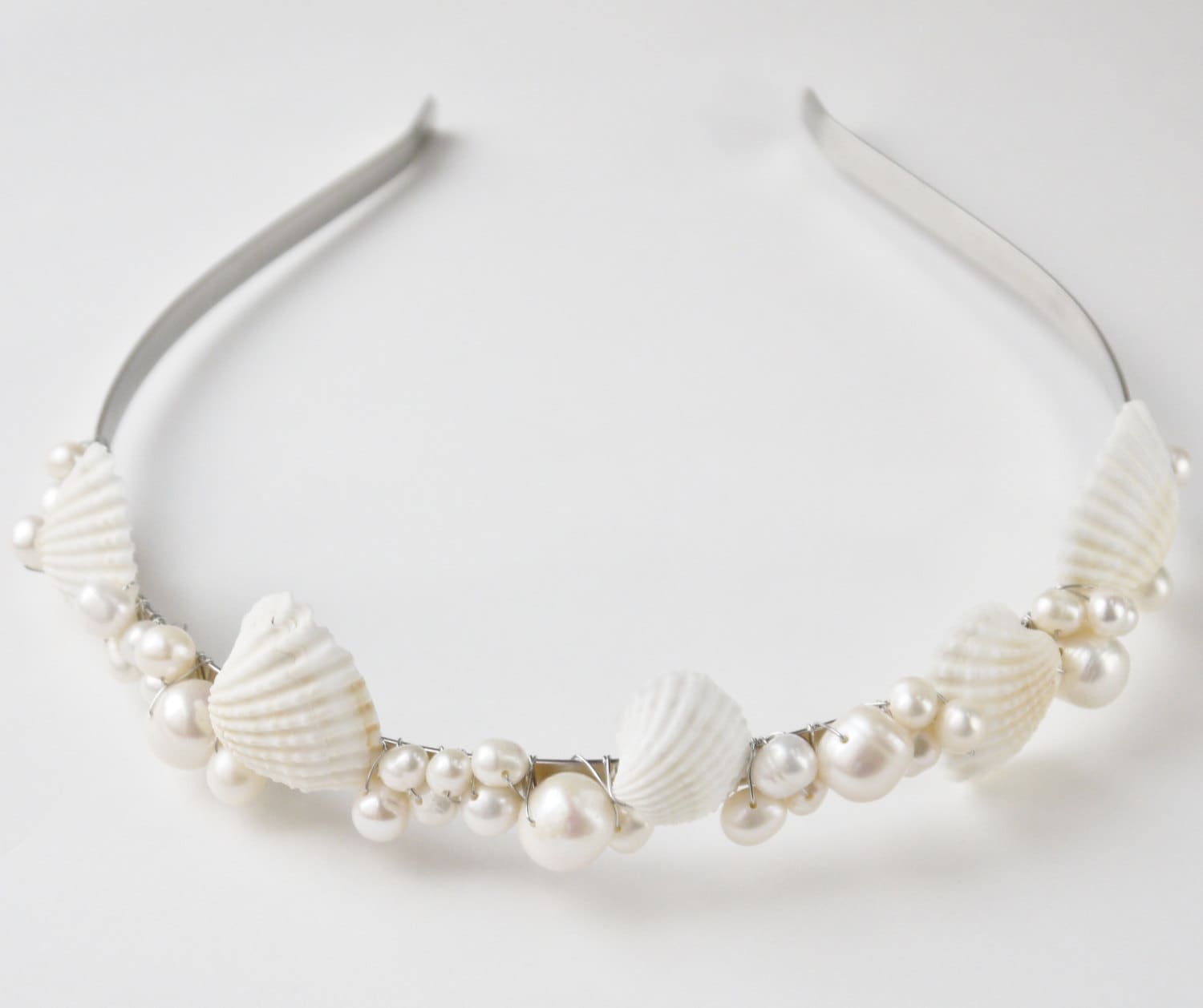 Pearl and Shell Tiara White Sea Shell Ivory Freshwater Pearl - Etsy