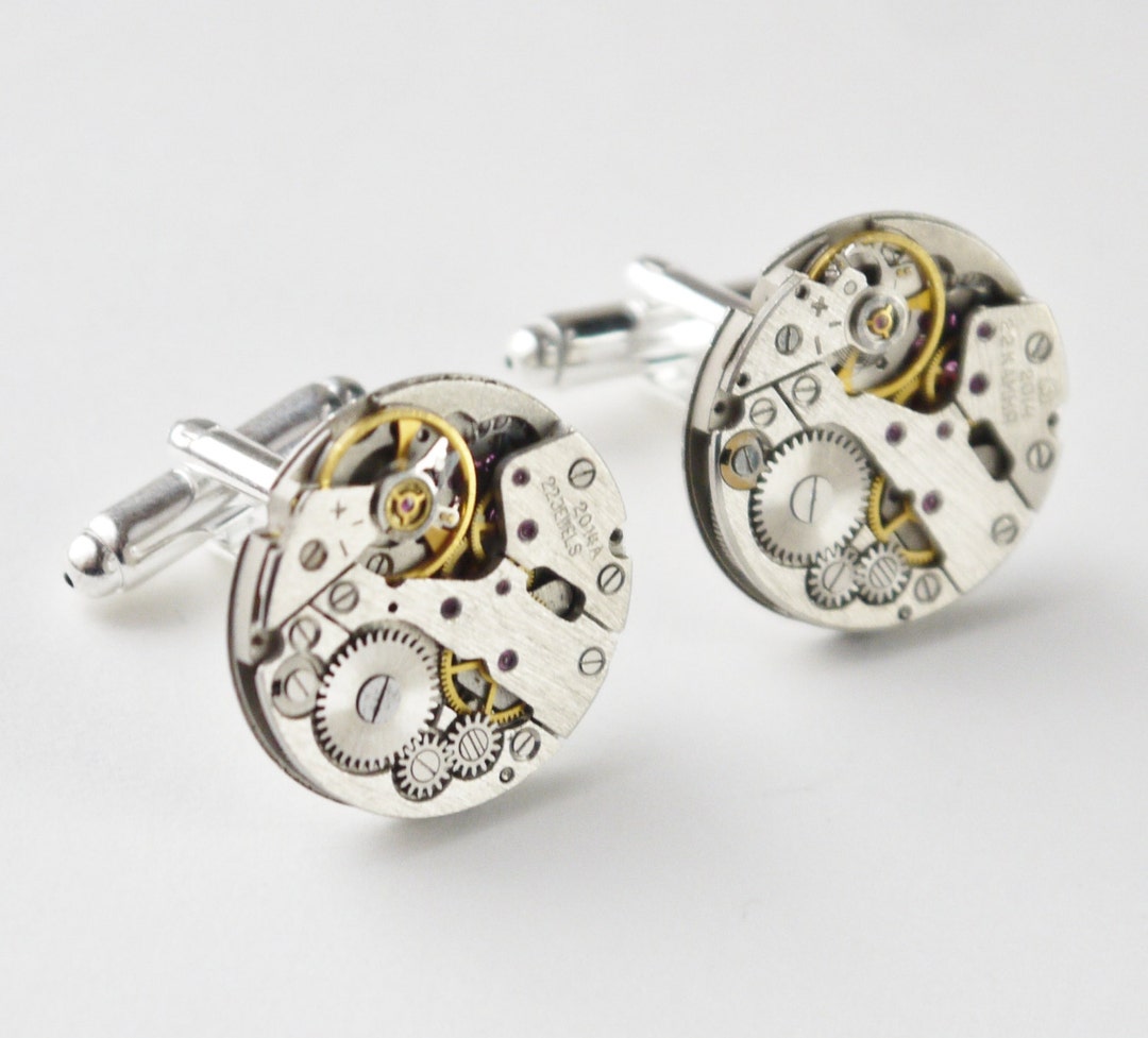 Round Watch Cufflinks Steampunk Style Vintage Watch Mechanisms on ...