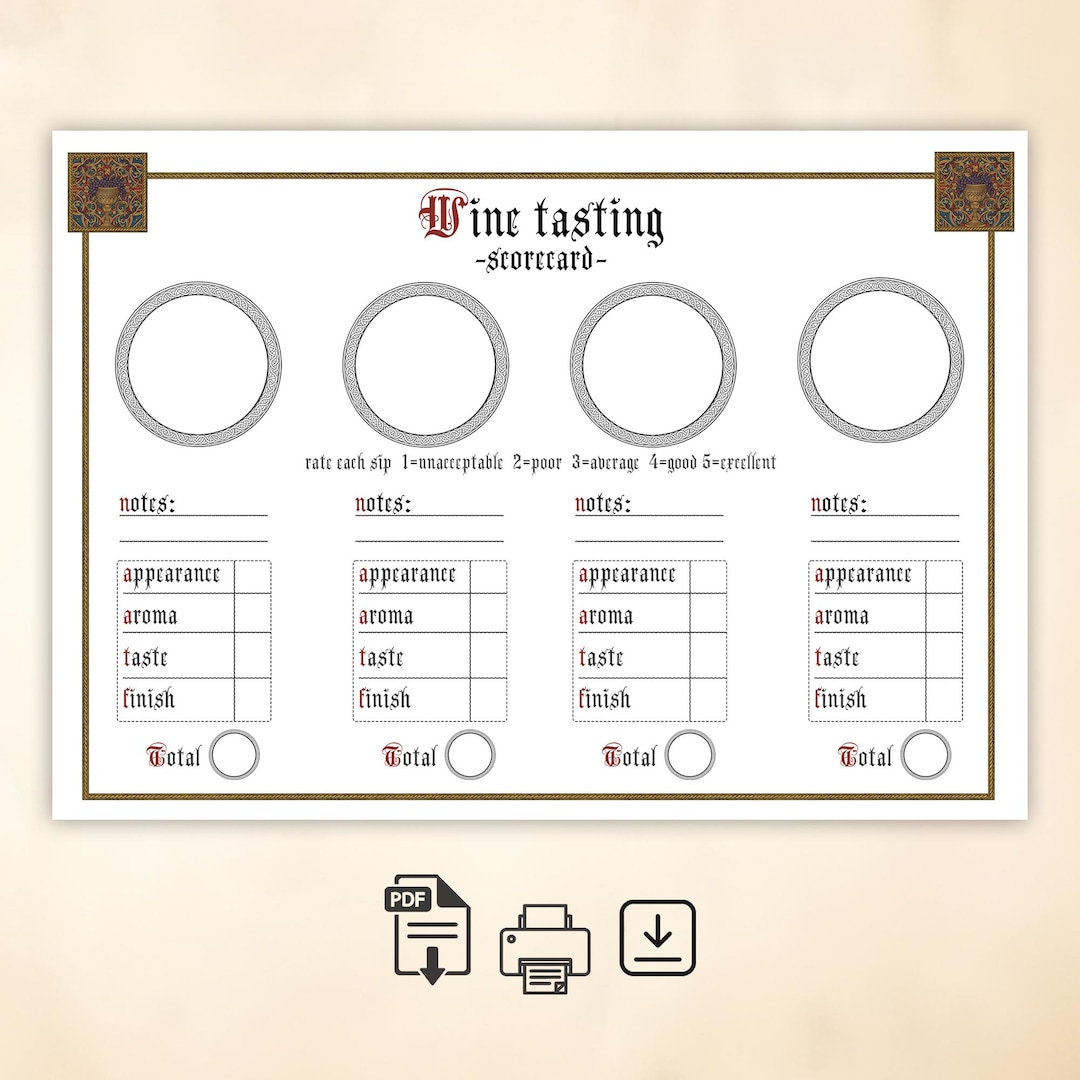 Blind Tasting Game Kit | Degustation Sheet | Home Tasting | Medieval ...