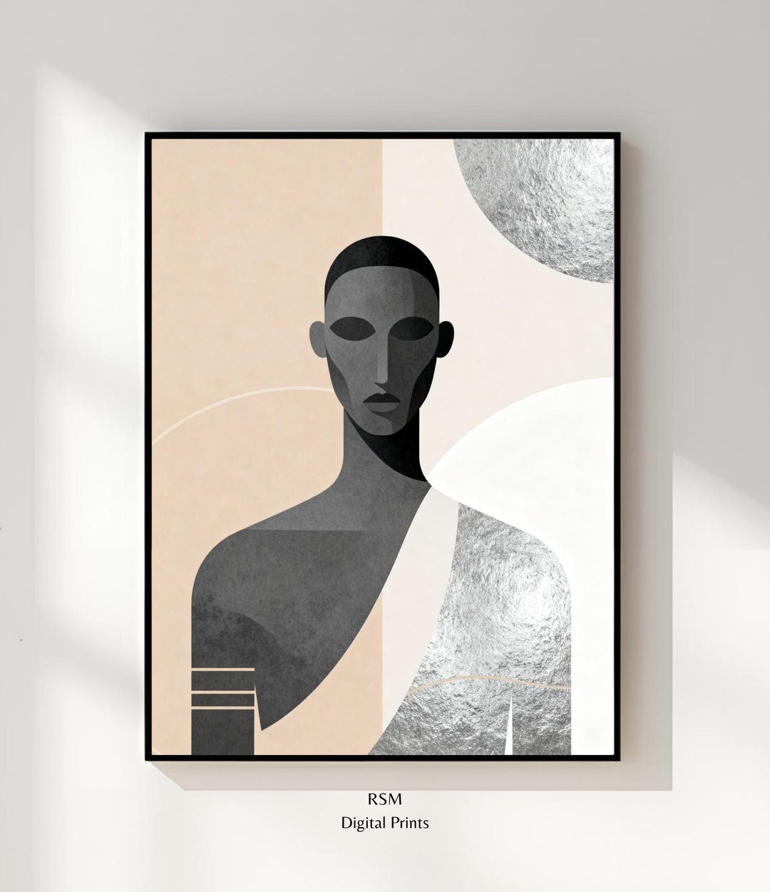 Abstract Wall Art, Minimalist Human Figure Print, Neutral Beige Gray ...