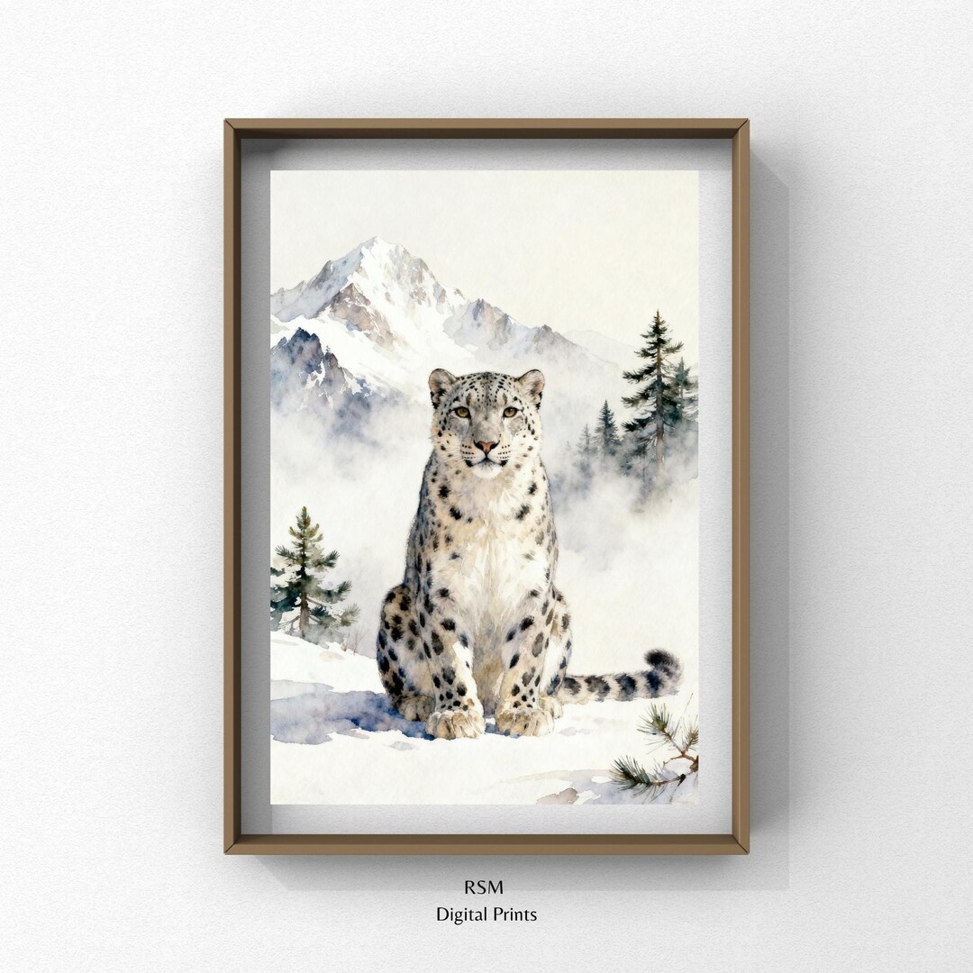 Snow Leopard Digital Print – Printable Wall Art – Wildlife Decor ...