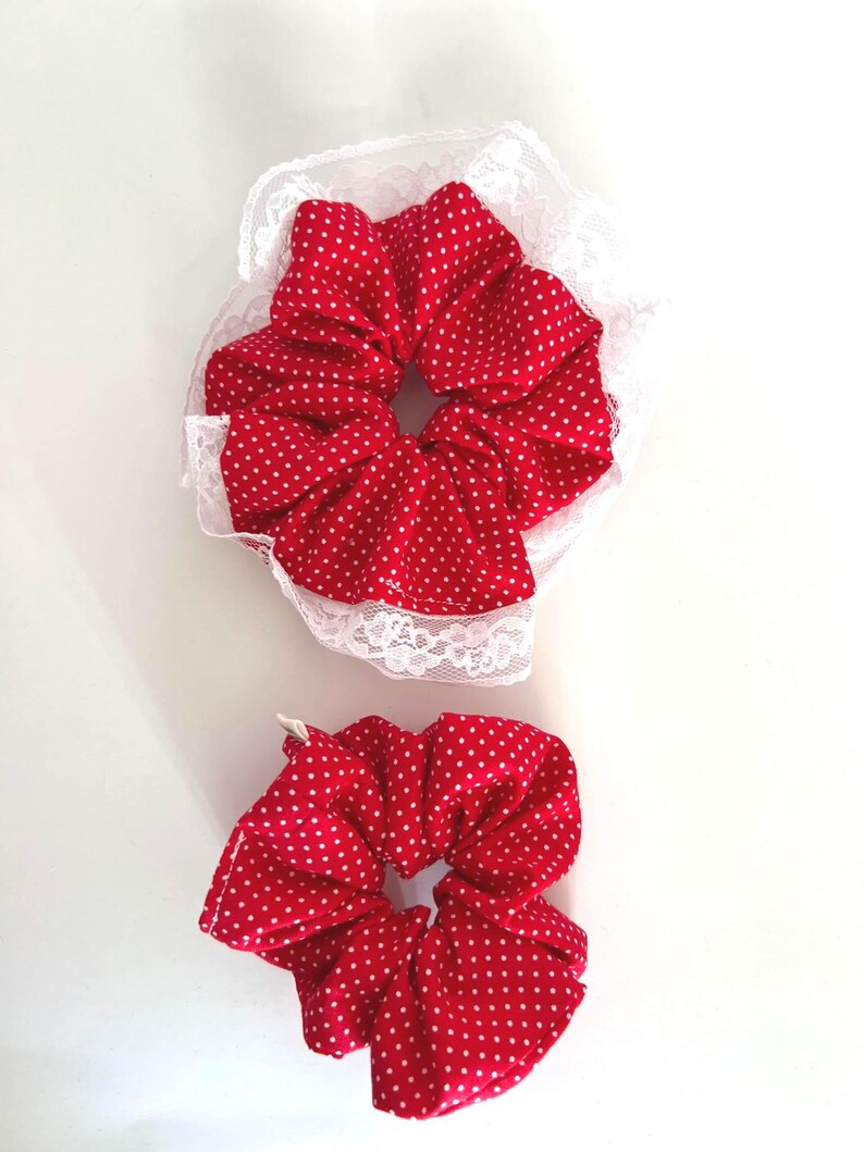 Valentine Day Scrunchie| Red Hair Accessories | Lace Hair Tie | Gift ...