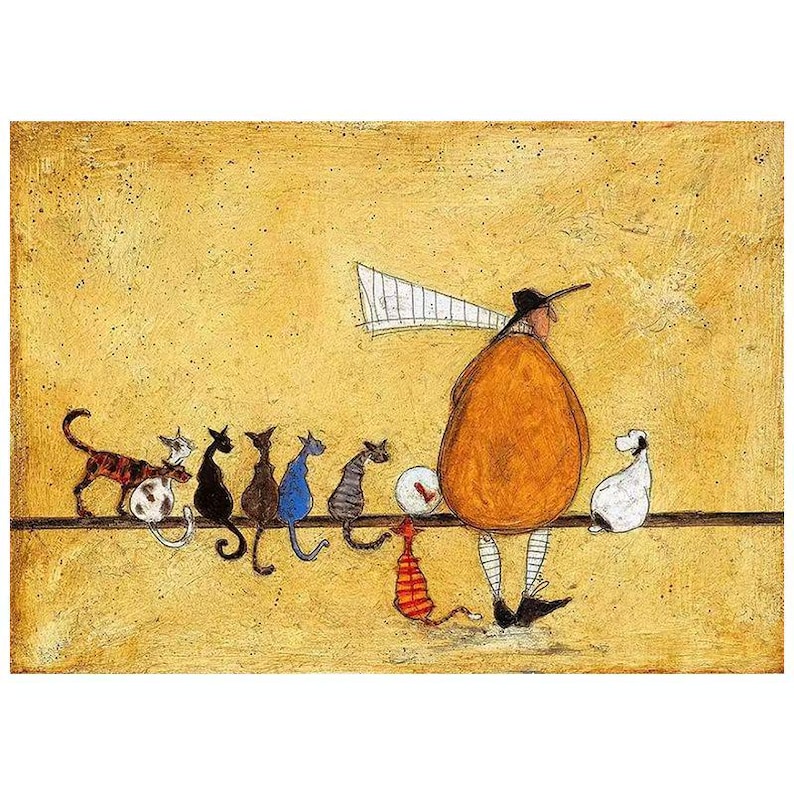 Hand-painted Quirky Cats and Dog Oil Painting, Textured Canvas Art - Etsy