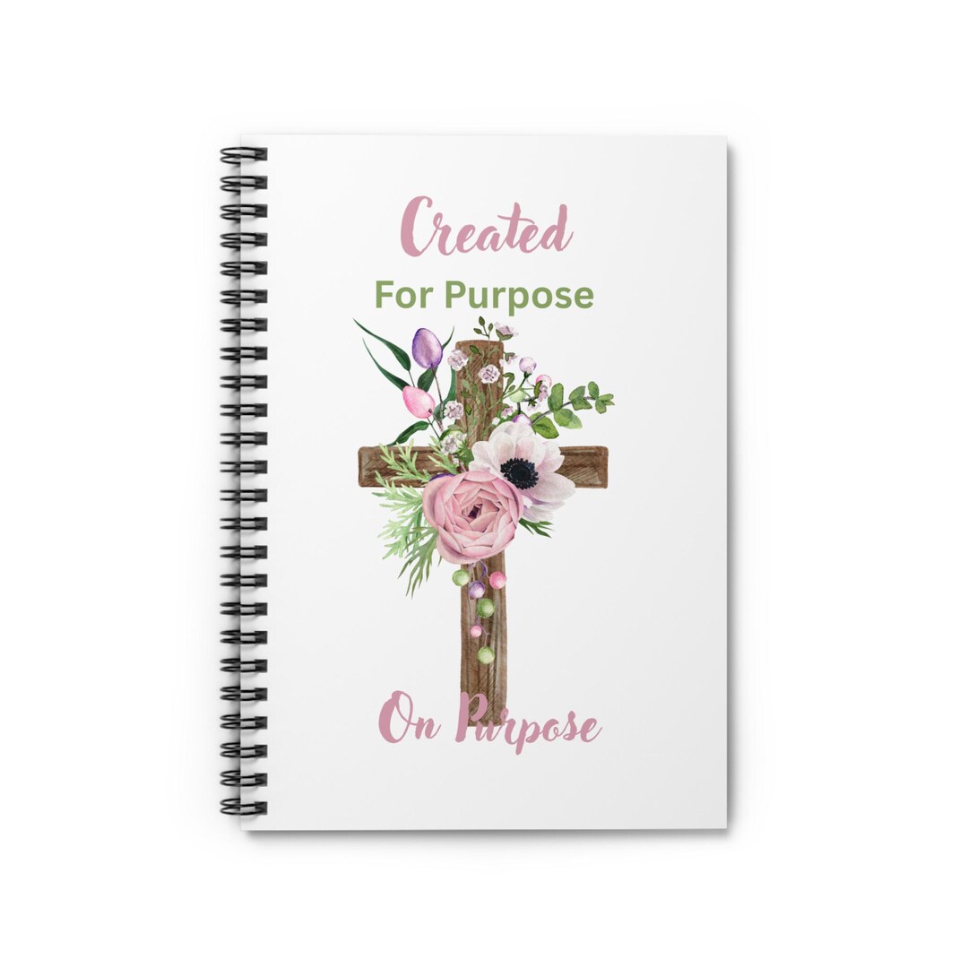 Created for Purpose Floral Cross Spiral Notebook | Ruled Journal - Etsy
