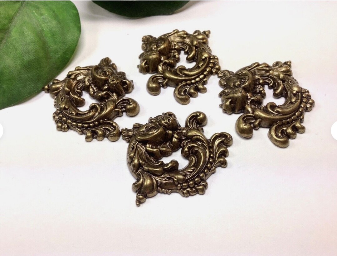 4 X Guppy Face Dragons Oxidized Vintage Brass Stampings 32mm 2 Pairs - Etsy