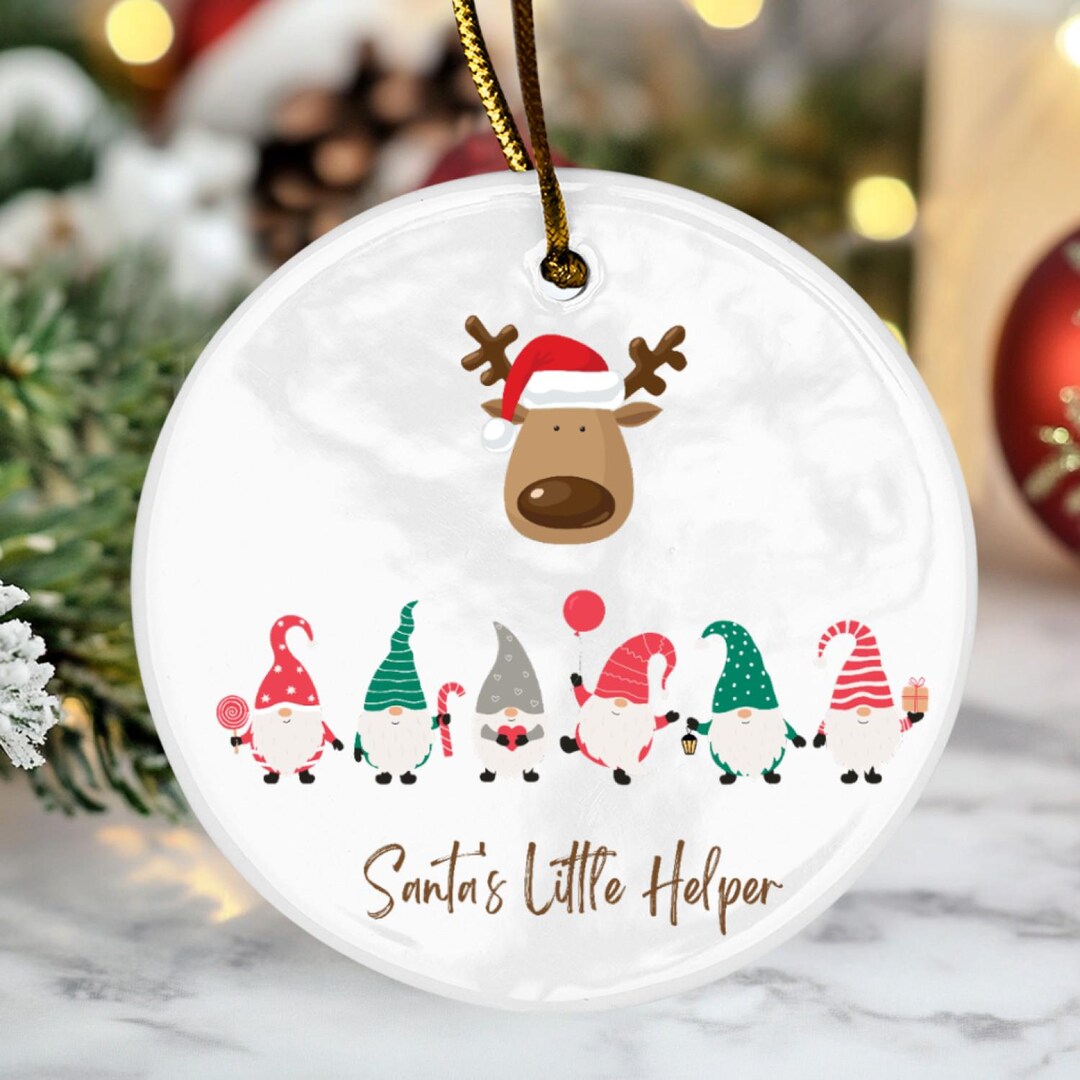 Charming Santa's Little Helper Ceramic Ornament, Featuring Reindeer ...