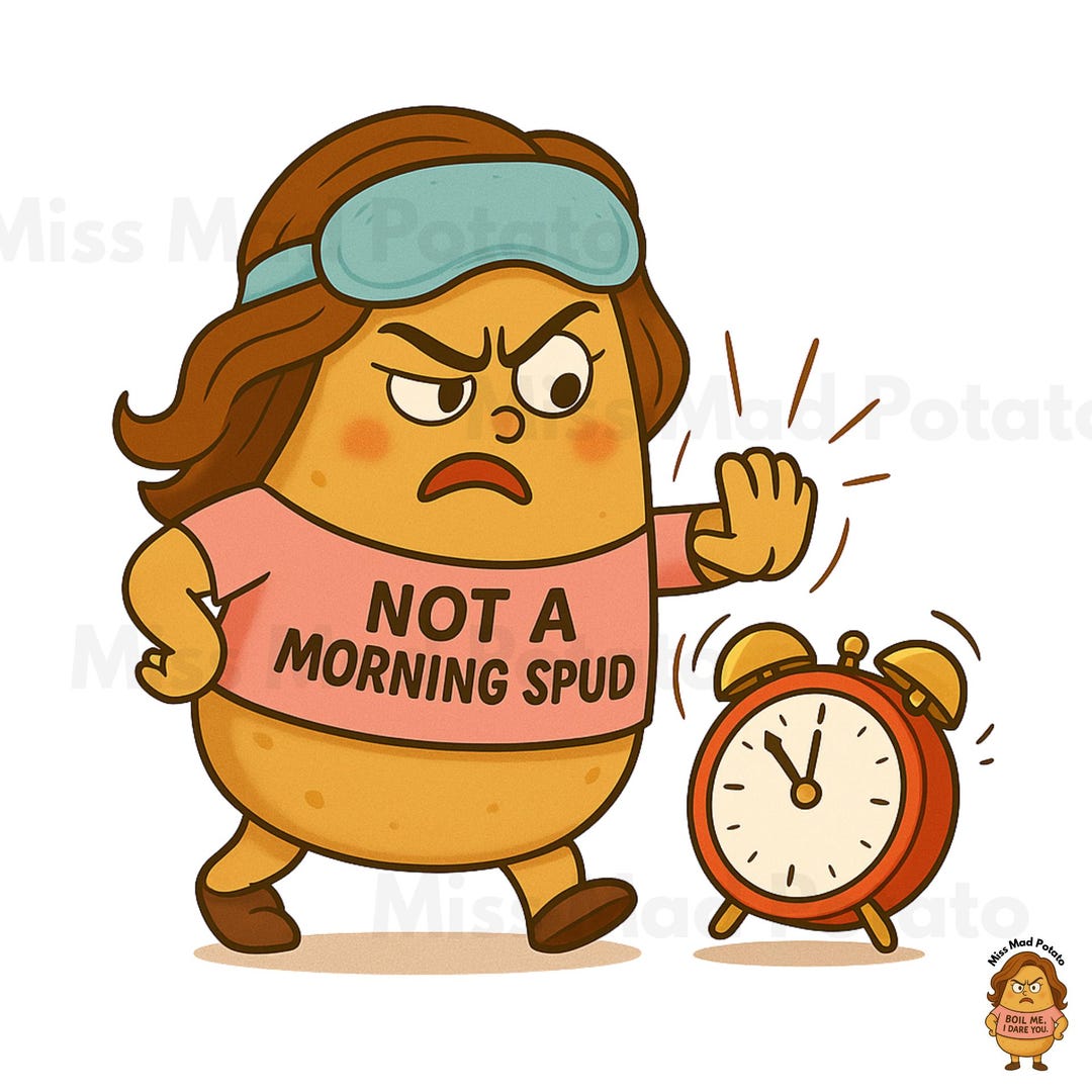Miss Mad Potato Sleepy Cartoon PNG | Funny Bedtime Humor | Digital ...