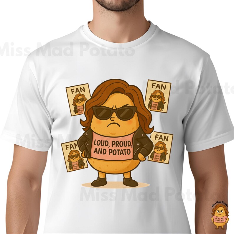 Miss Mad Potato Rockstar Cartoon PNG | Funny Music Humor | Digital ...