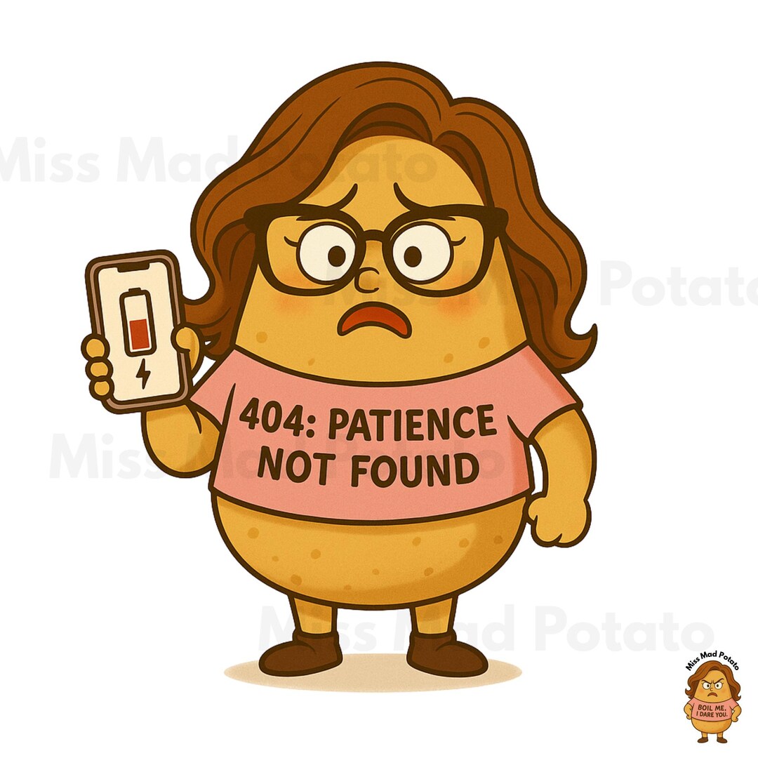 Miss Mad Potato Tech Humor PNG | Funny Digital Life Cartoon | Quirky ...