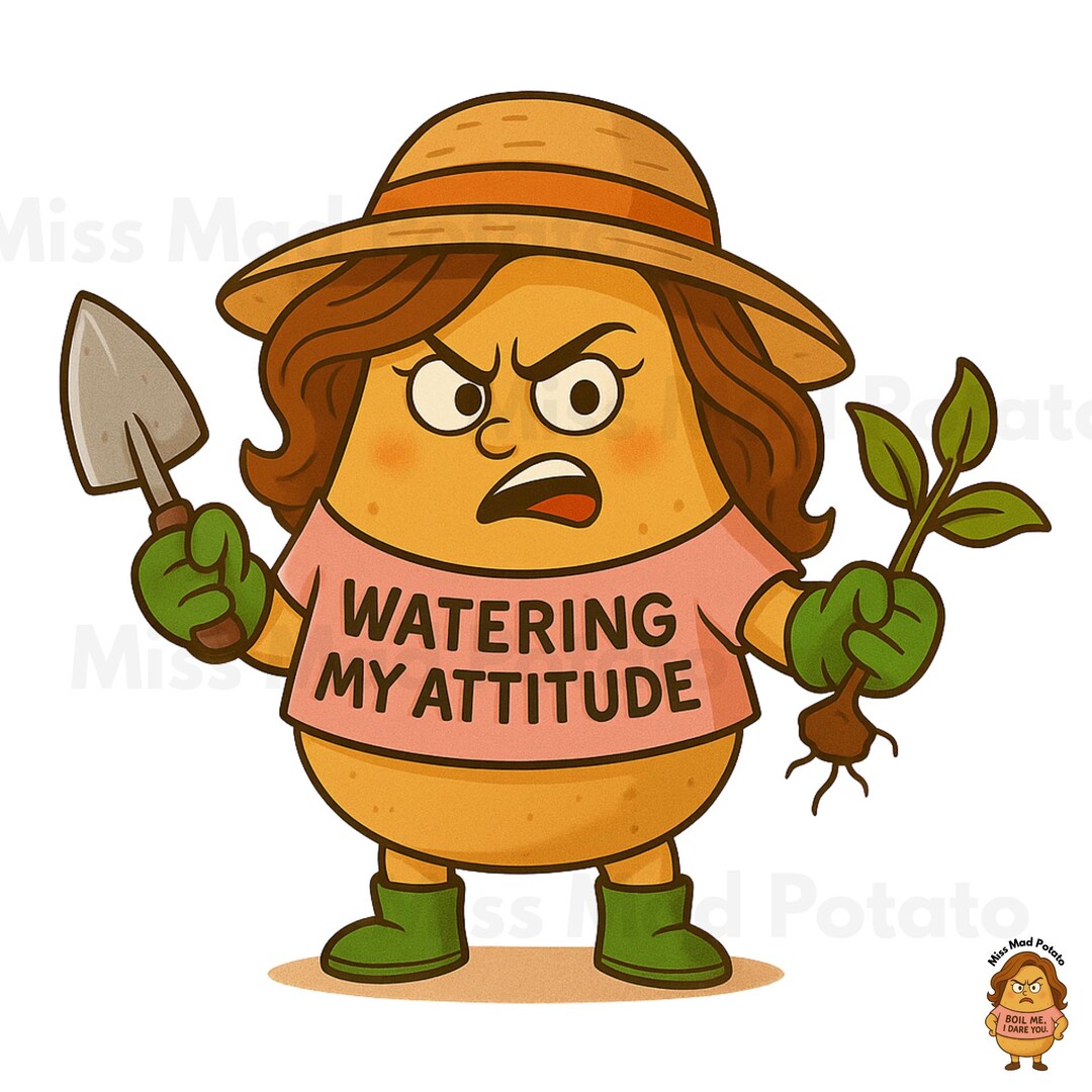 Miss Mad Potato Gardening PNG | Funny Plant Humor Cartoon | Digital ...