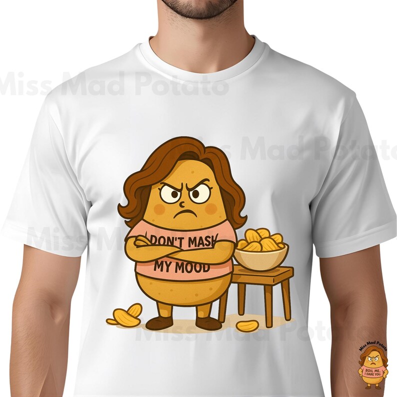 Miss Mad Potato Funny Cartoon Character | Cute Potato PNG | Instant ...