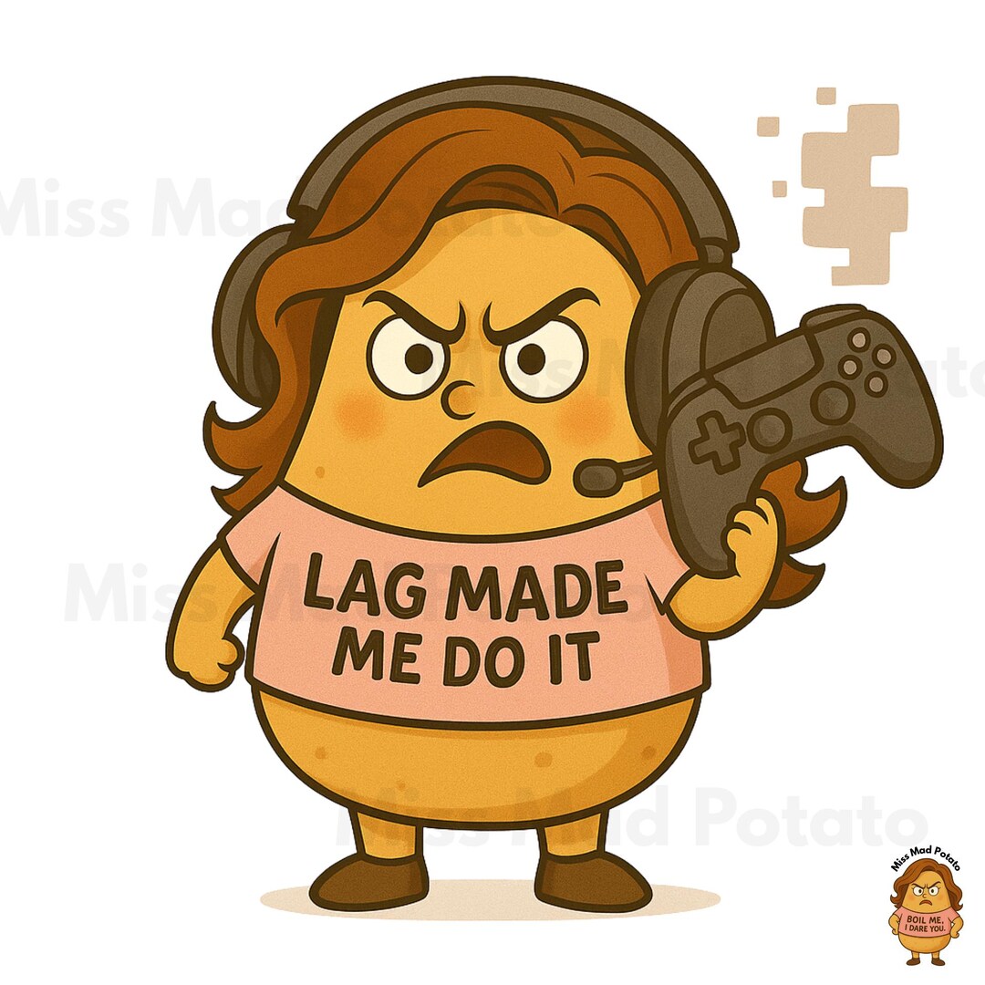 Miss Mad Potato Gamer Rage PNG | Funny Gaming Cartoon | Digital ...