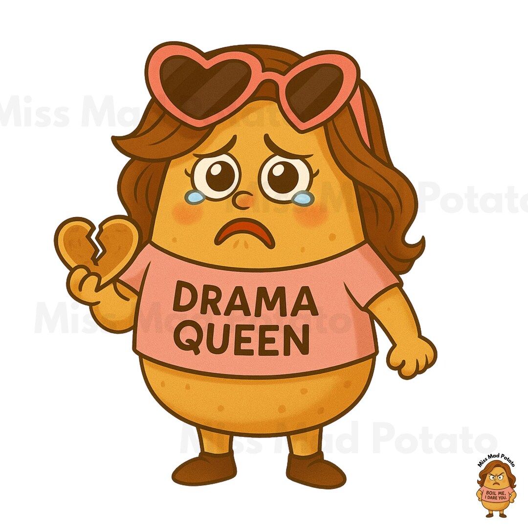 Miss Mad Potato Valentine PNG | Funny Drama Queen Cartoon | Cute Love ...