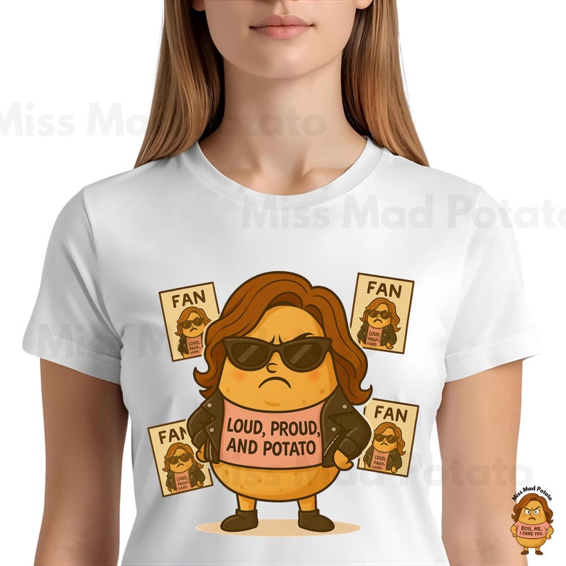 Miss Mad Potato Rockstar Cartoon PNG | Funny Music Humor | Digital ...
