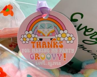 Groovy Favor Tags Printable Boho Hippie Happy Face 1st Birthday Party ...