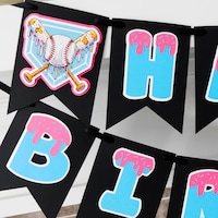 Red/blue Baseball Ice Cream Drip Banner Template | Editable Canva ...