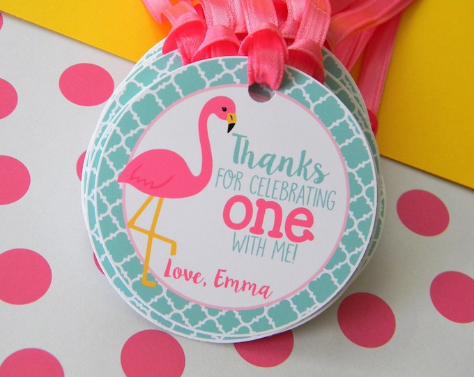 Flamingo Favor Tags, Flamingo Thank You Tags, Girl Flamingo 1st ...