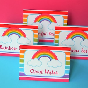 Rainbow Food Labels, Rainbow Food Tents, Rainbow Party Decor - Etsy