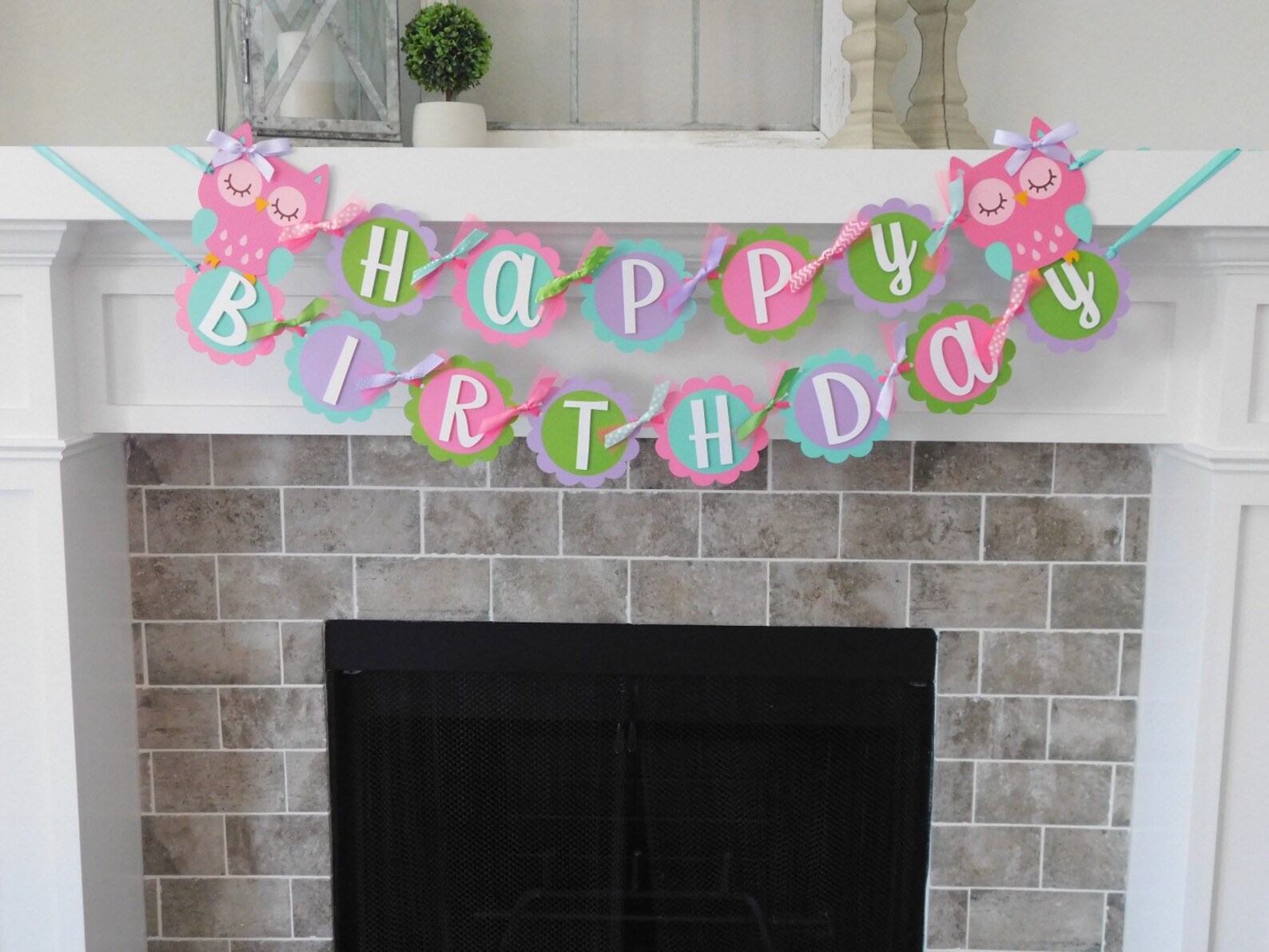 Owl Banner Happy Birthday Banner Owl Party Decorations | Etsy