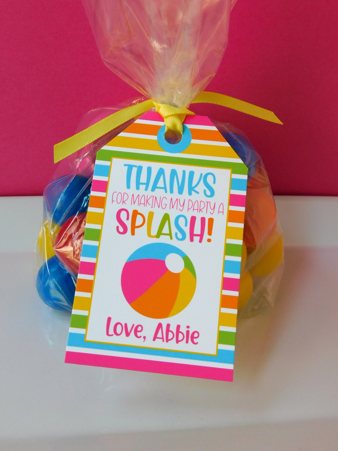 PRINTED Beach Ball Favor Tags - Personalized Birthday Party Decorations ...