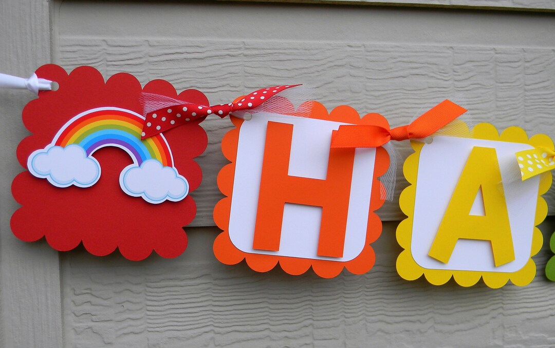 Rainbow Banner, Happy Birthday Banner, Rainbow Party Decorations - Etsy