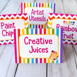Art Party Food Tents - Customizable Labels - Painting Table Decor - Etsy