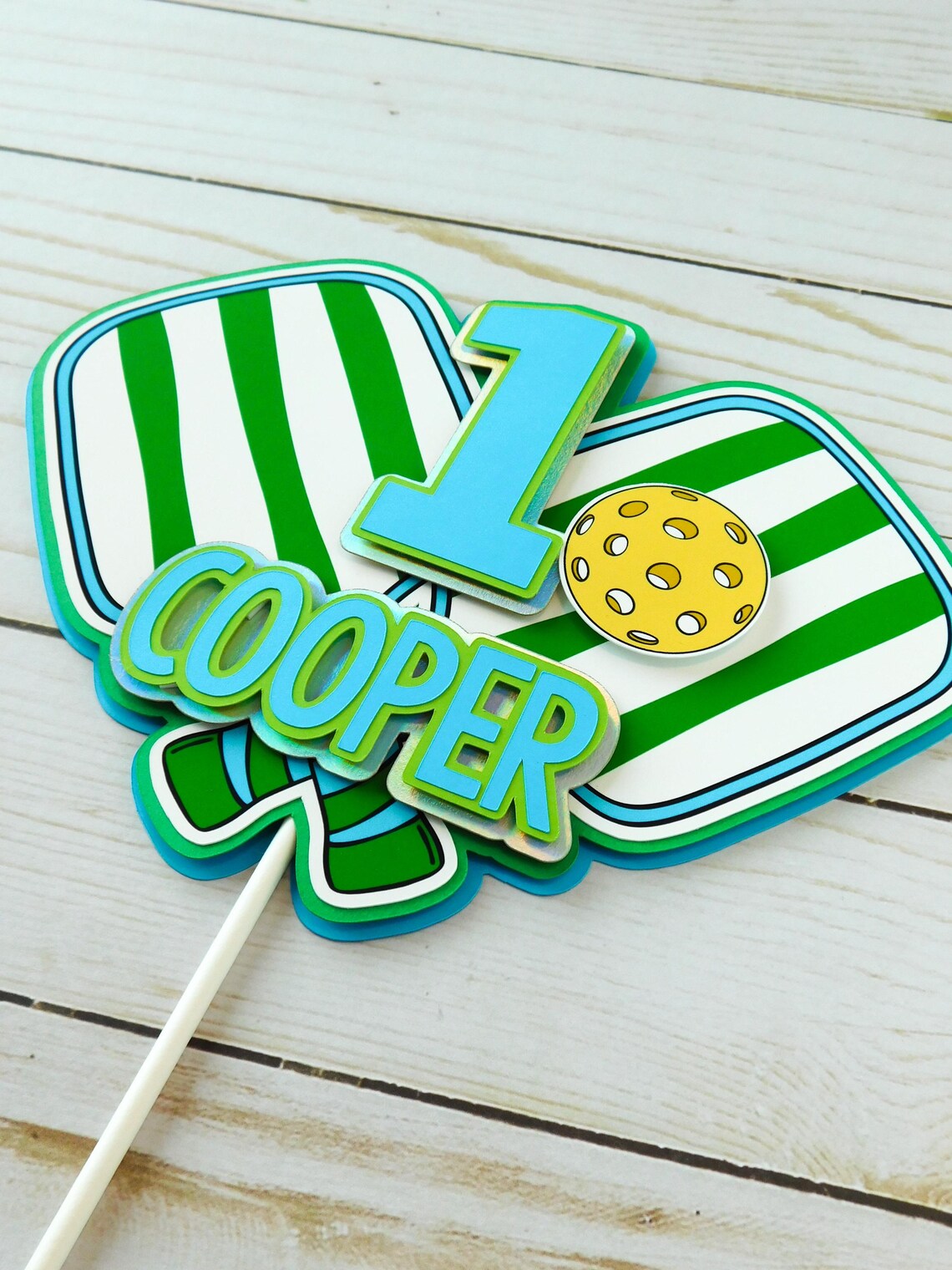 Personalized Pickleball Birthday Cake Topper - Blue & Green - Custom ...
