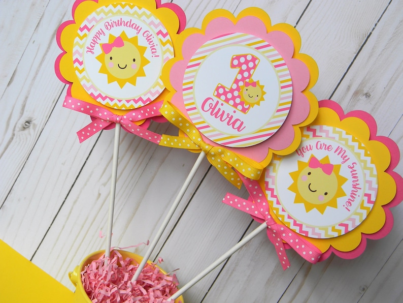 Sunshine Birthday Centerpiece Sticks: Custom Sun Party Decor - Etsy