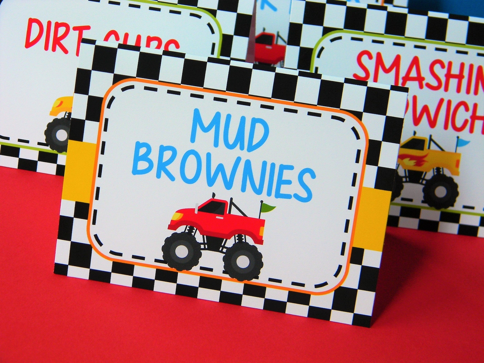 Monster Truck Food Labels Party Decorations Set of 8 - Etsy