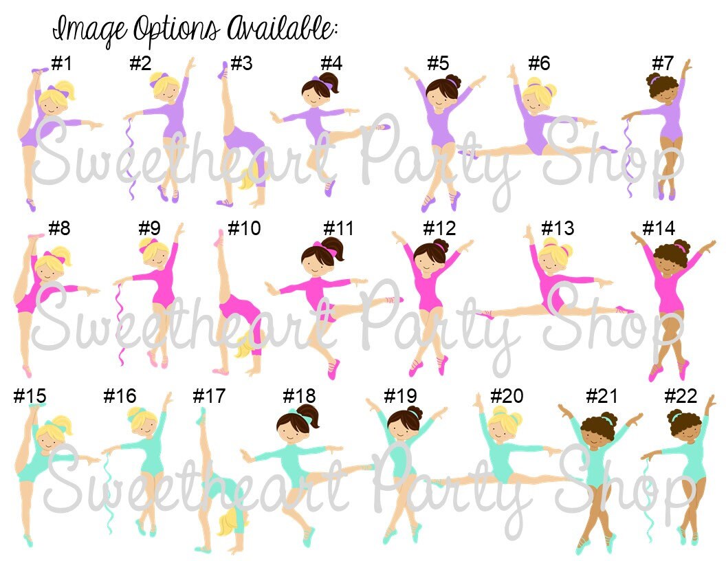 PRINTED Gymnastics Favor Tags - Personalized Birthday Party Decorations ...