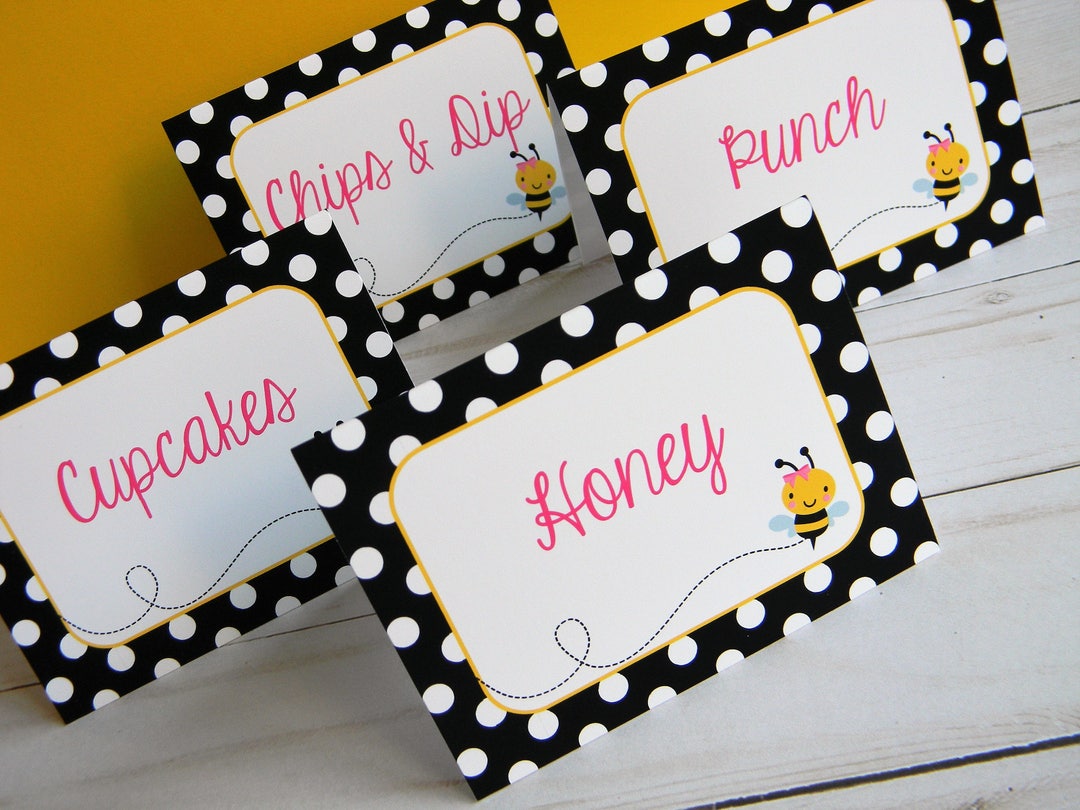 Bee Food Labels, Bumble Bee Food Tents, Bee Party Decor - Etsy