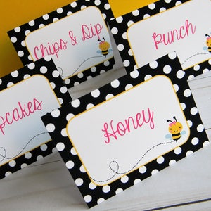 Bee Food Labels, Bumble Bee Food Tents, Bee Party Decor - Etsy