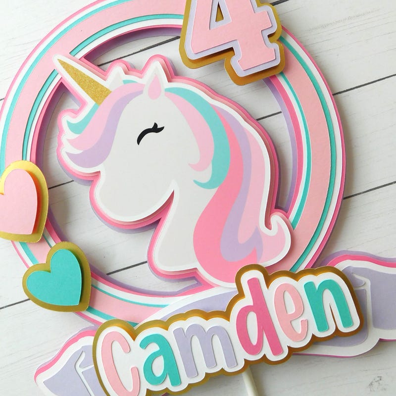 Unicorn Pink Cake Topper - Etsy