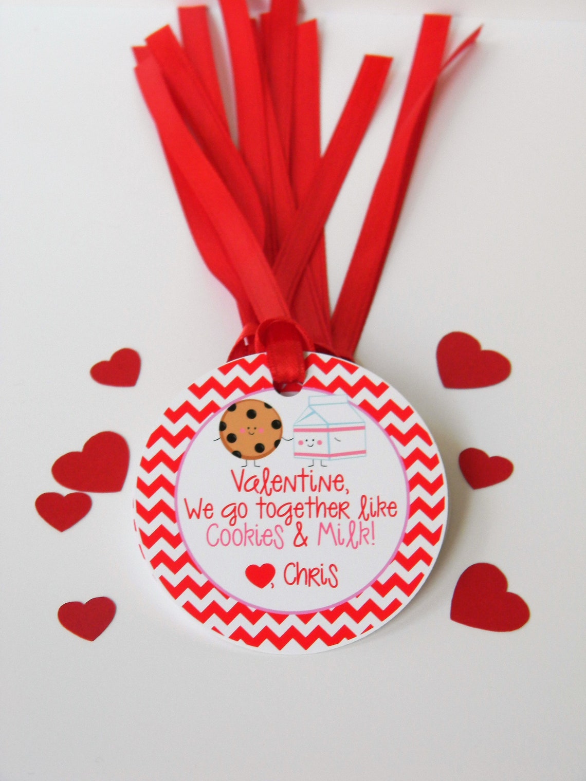 Valentine's Day Treat Tags Cookies and Milk - Etsy