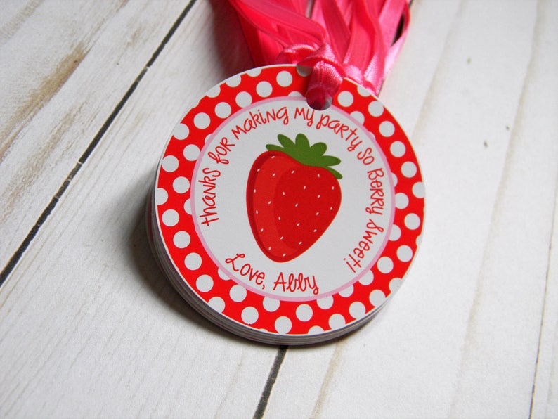Strawberry Favor Tags Strawberry Thank You Tags Strawberry - Etsy