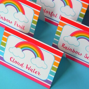 Rainbow Food Labels, Rainbow Food Tents, Rainbow Party Decor - Etsy