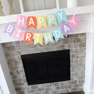 Pastel Rainbow Party Banner, Rainbow Party Decor, Pastel Rainbow ...