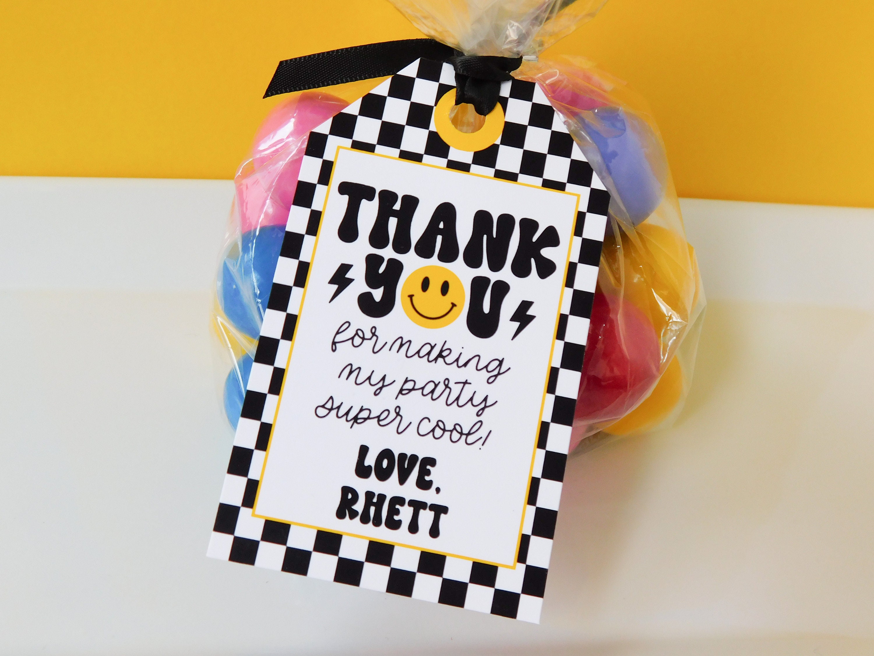 PRINTED Happy Face Favor Tags - Personalized Birthday Party Decorations ...