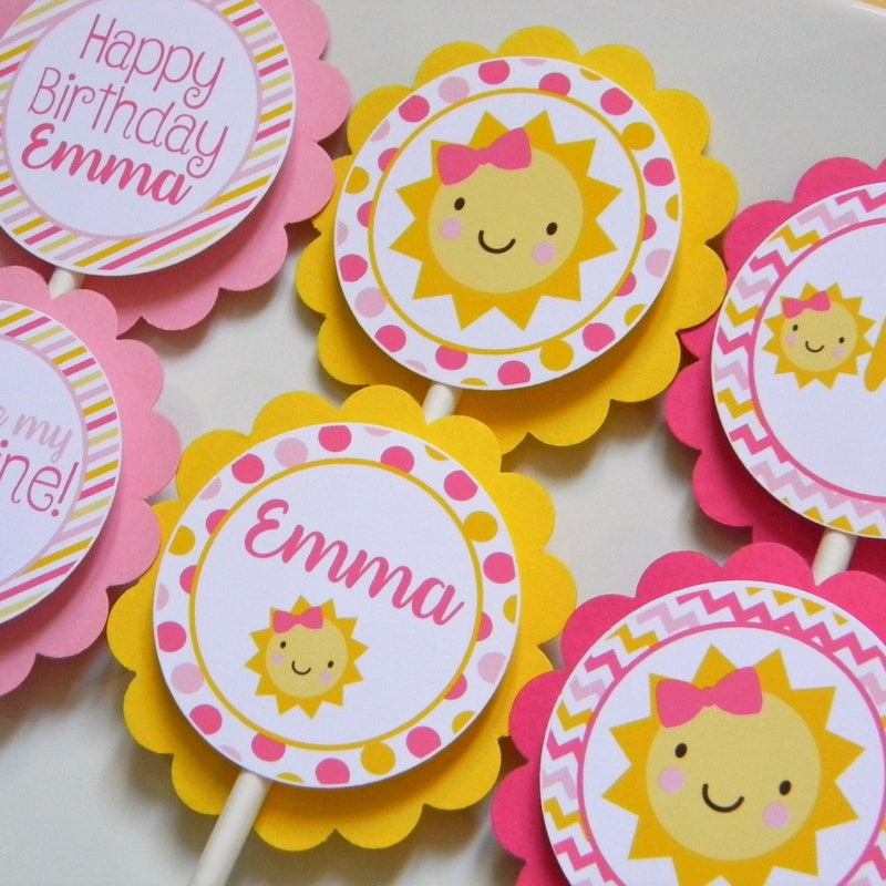 Sunshine Cupcake Topper - Etsy