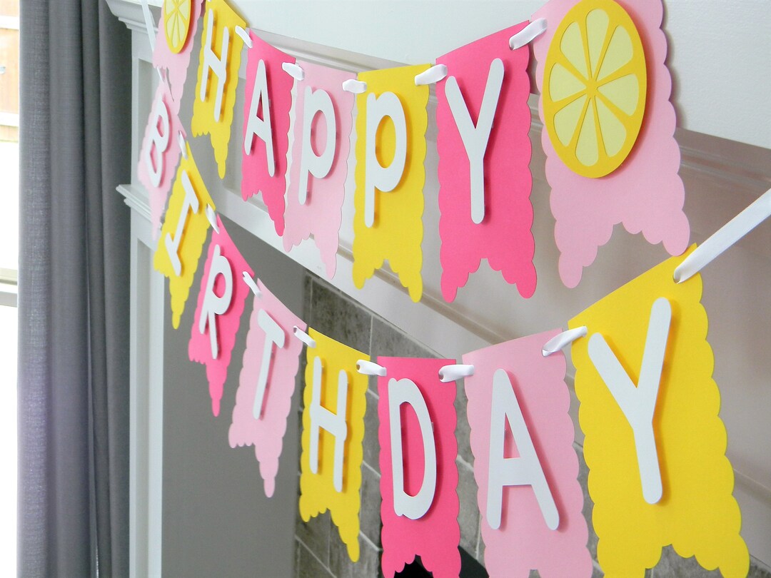 Lemonade Party Banner - Custom Pink & Yellow Lemonade Birthday Decor ...