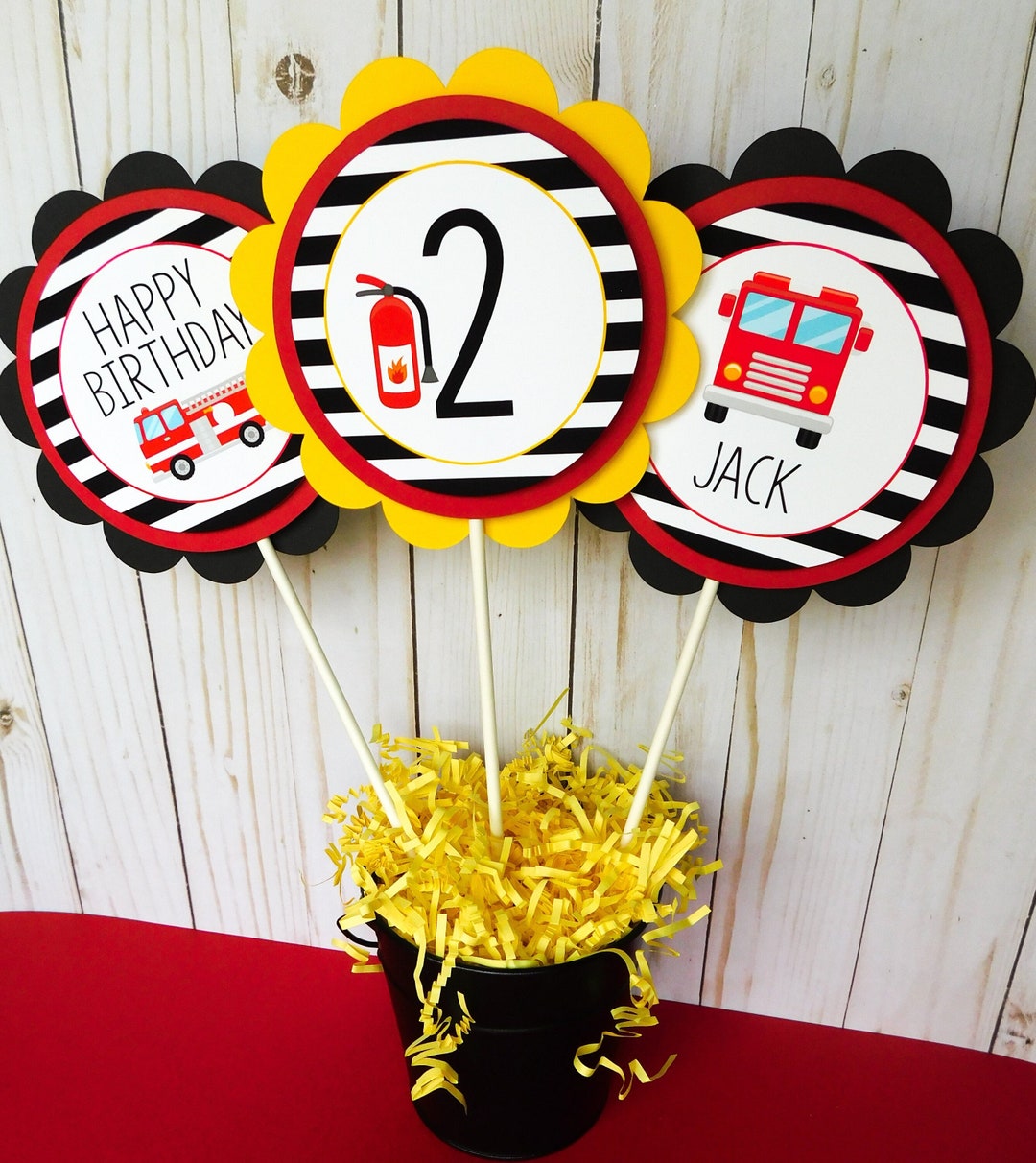 Firetruck Centerpieces, Fireman Centerpiece Sticks, Firetruck Party ...