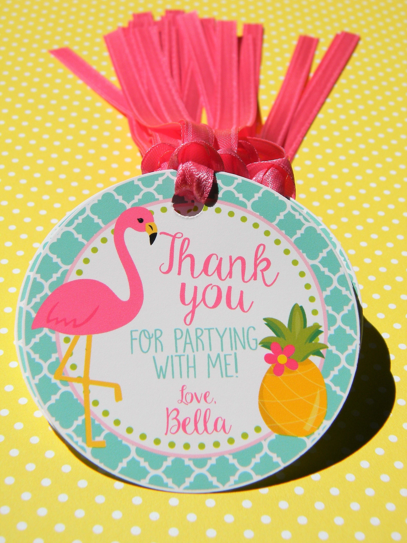 Flamingo Favor Tags Flamingo Thank You Tags Pineapple Party - Etsy