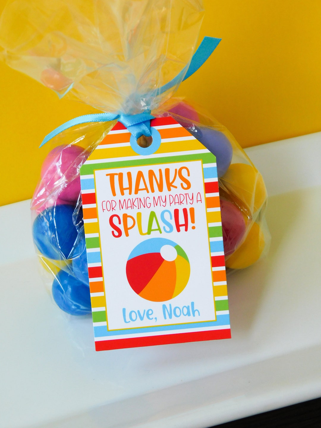 PRINTED Beach Ball Favor Tags - Personalized Birthday Party Decorations ...